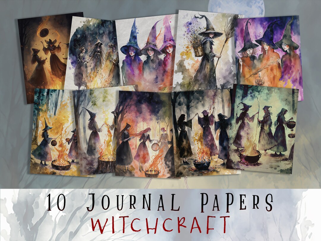 Witchcraft Scrapbook Paper, Witch Junk Journal Pages, Witchy Printable ...