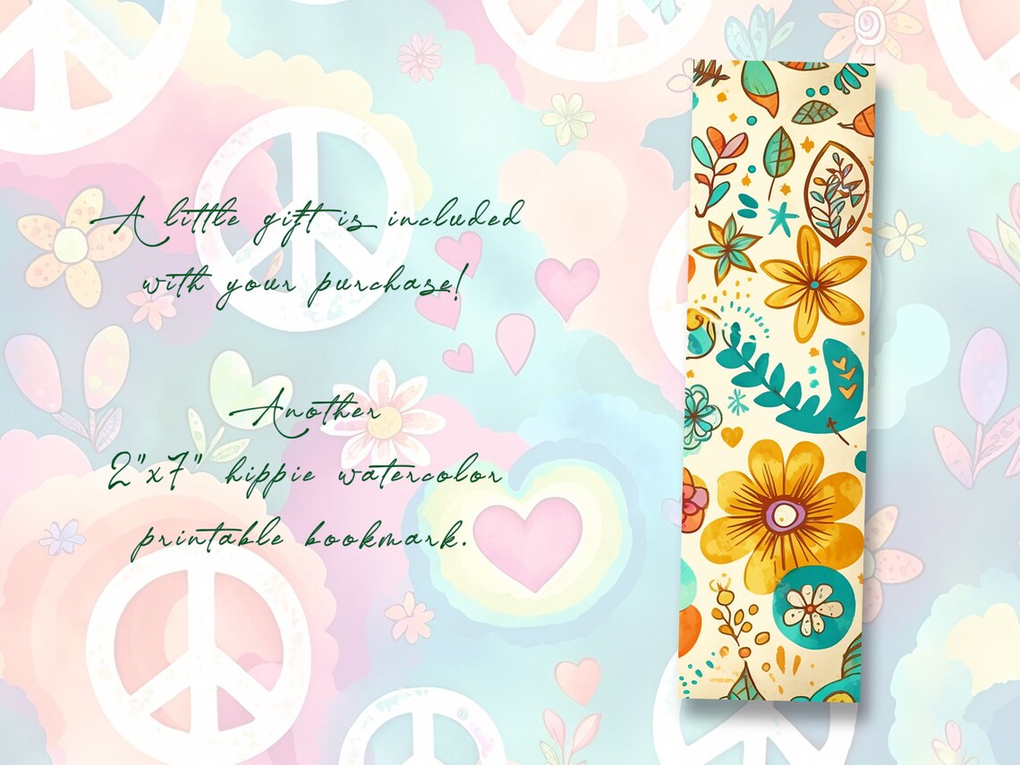 Peace Printable Bookmarks Hippie Junk Journal Floral - Etsy