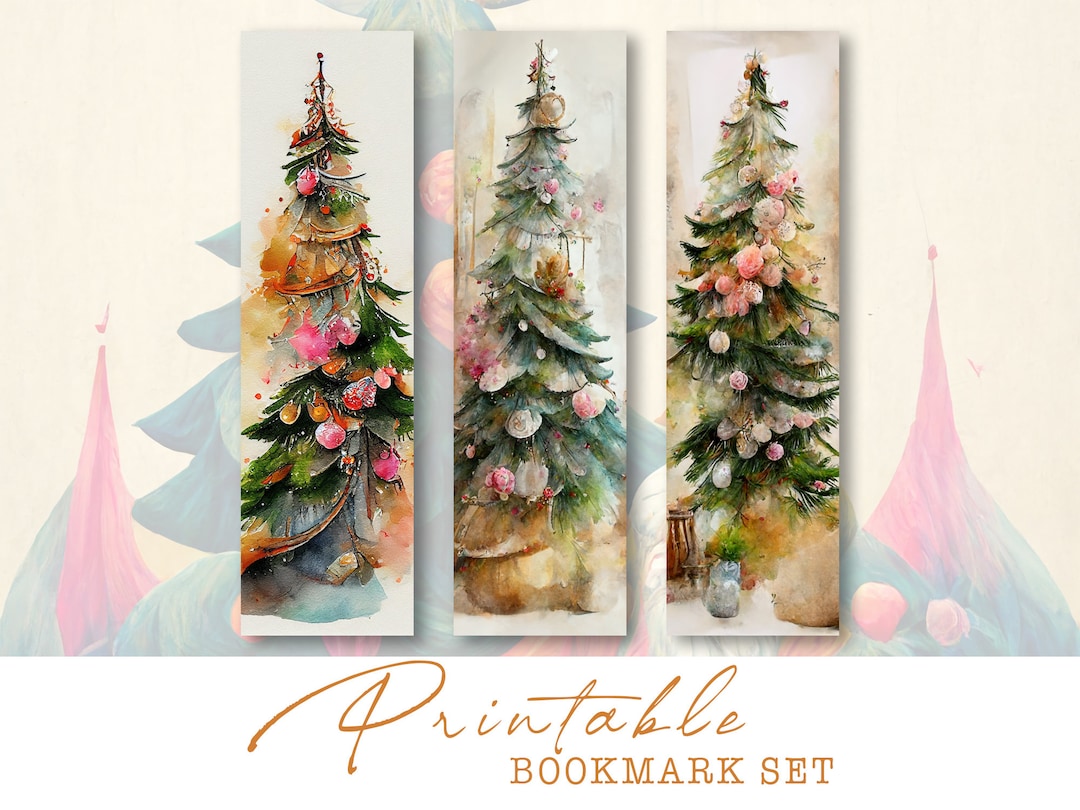 Christmas Trees Bookmarks, Winter Printable Bookmarks, Christmas ...
