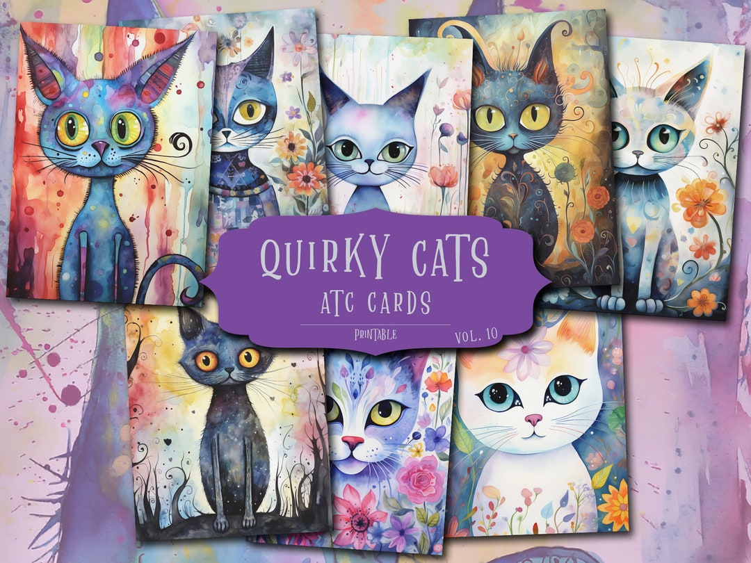 Cat Junk Journal Kit, Atc Cards Printable, Scrapbook Supplies, Cat ...