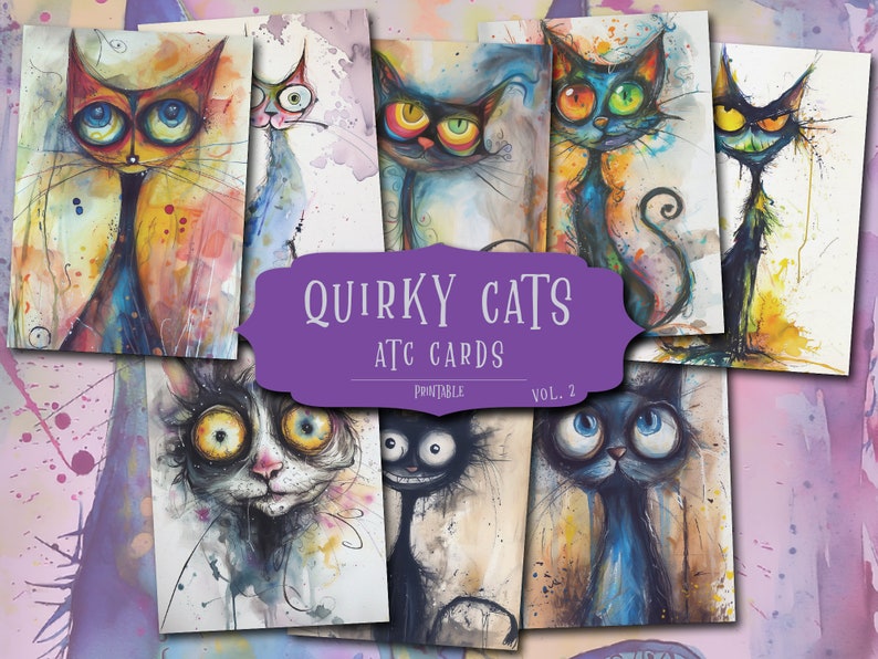 Whimsical Cats ATC Cards: Printable Collage Sheets (digital Download ...