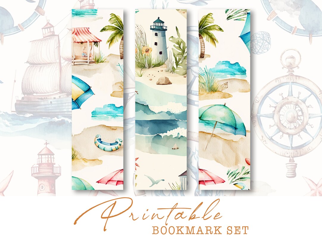 Coastal Printable Bookmarks, Sea Junk Journal Ephemera, Nautical ...