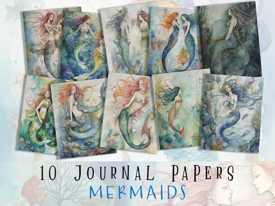 Mermaids Junk Journal Papers: Underwater Ephemera (digital Download) - Etsy