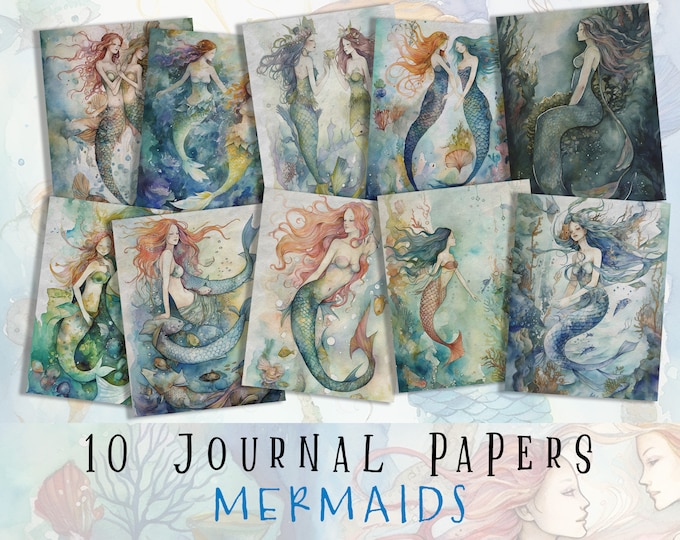 Mermaid Collage Junk Journal Kit, Mermaids and Sea Life Printables ...