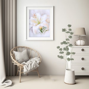 White Lily Watercolor Art Print, Printable Floral Wall Art, Lily Wall ...
