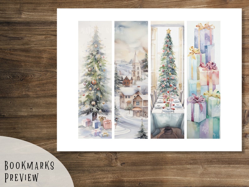 Christmas Bookmarks Set | Printable Holiday Tags | Festive Ephemera Kit ...