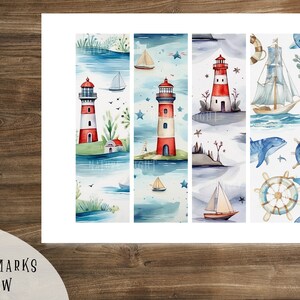 Nautical Printable Bookmarks, Ocean Scrapbook Paper, Coastal Junk ...