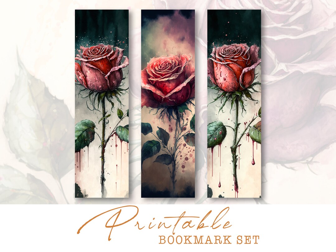 Rose Printable Bookmarks, Dark Academia Decor, Dark Gothic Journal ...
