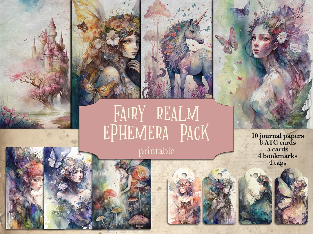 Fairy Realm Junk Journal Kit, Fairy Printable Pages, Magic Scrapbooking ...