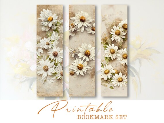 Floral Printable Bookmarks Daisy Decor Set of 3 Bookmarks - Etsy