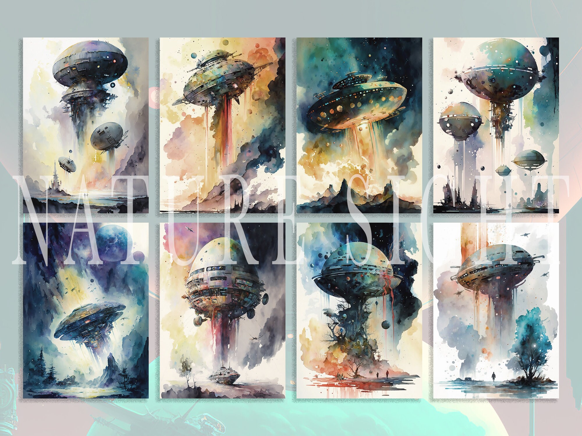 Sci-fi Ephemera Pack | Space-themed ATC Cards | Cosmic Junk Journal ...
