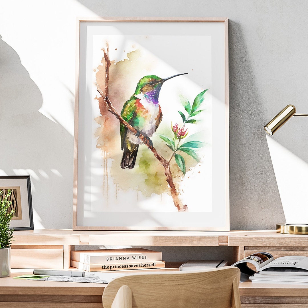 Hummingbird Watercolor Printable Wall Art Tropical Bird Art - Etsy