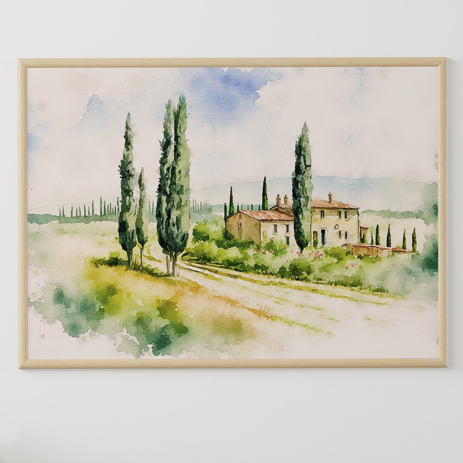 Tuscany Watercolor Print Printable Vintage Painting - Etsy