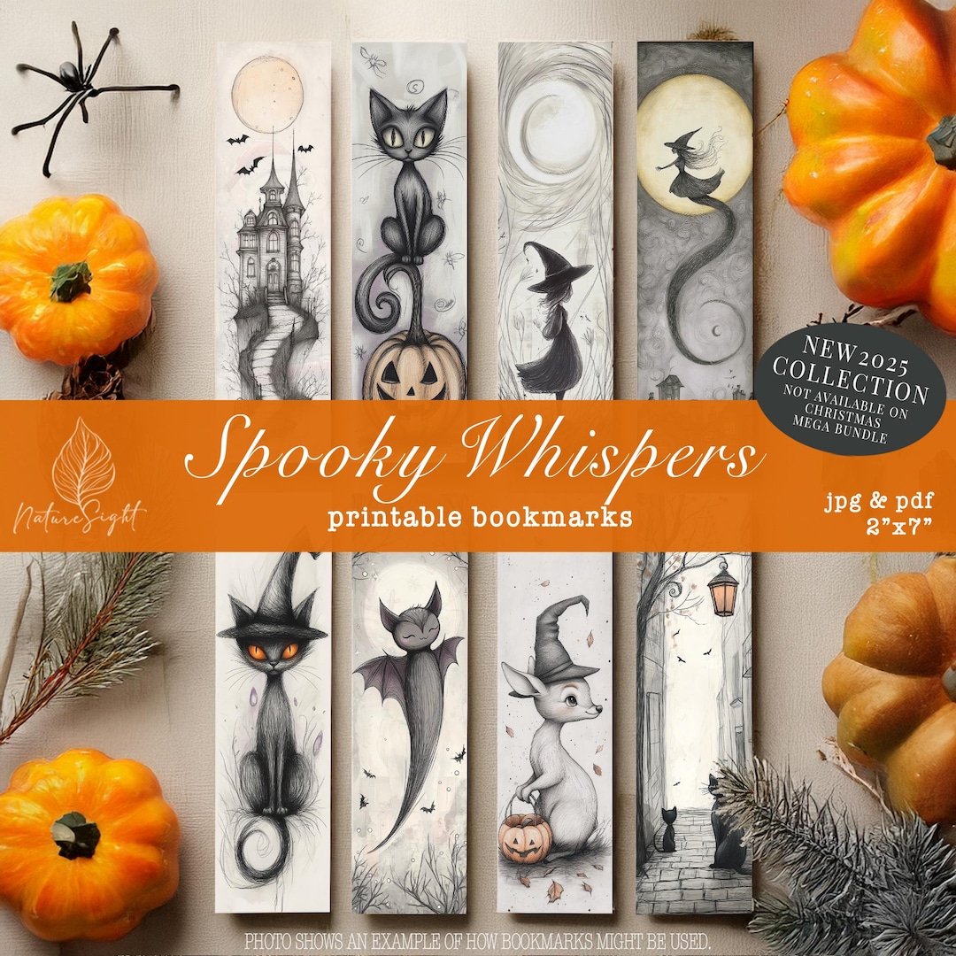 Halloween Printable Bookmarks: Spooky Reading Tags and Fall Ephemera ...