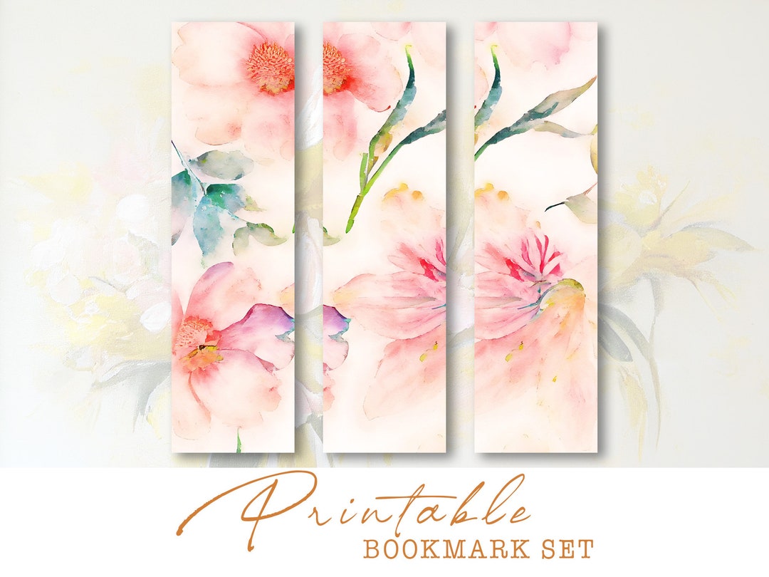 Floral Printable Bookmarks: Shabby Chic Reader Gift (set of 3+bonus ...