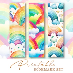 Colorful Printable Bookmarks, Rainbow Bookmarks, Watercolor Ephemera ...