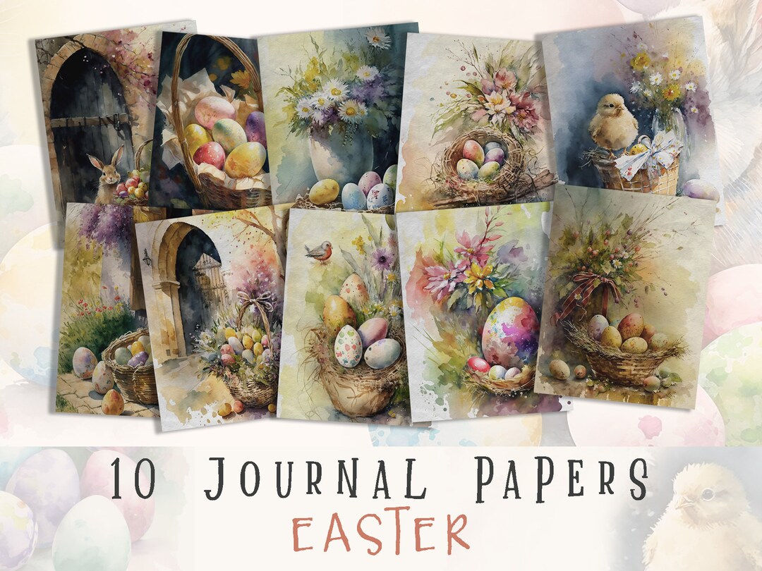 Easter Paper Pack, Bunny, Egg, Chick Scrapbook Papers, Printable ...