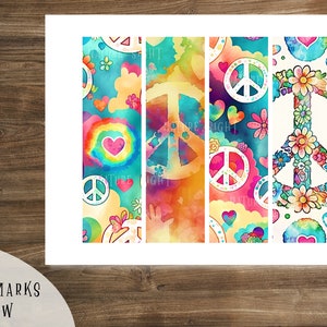 Peace Printable Bookmarks, Hippie Junk Journal Pages, 70s Digital ...