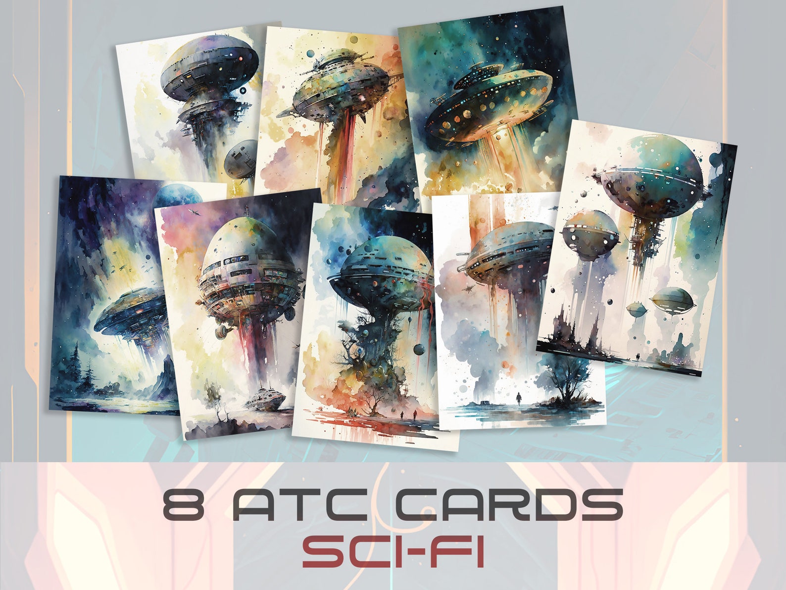 Sci-fi Ephemera Pack | Space-themed ATC Cards | Cosmic Junk Journal ...
