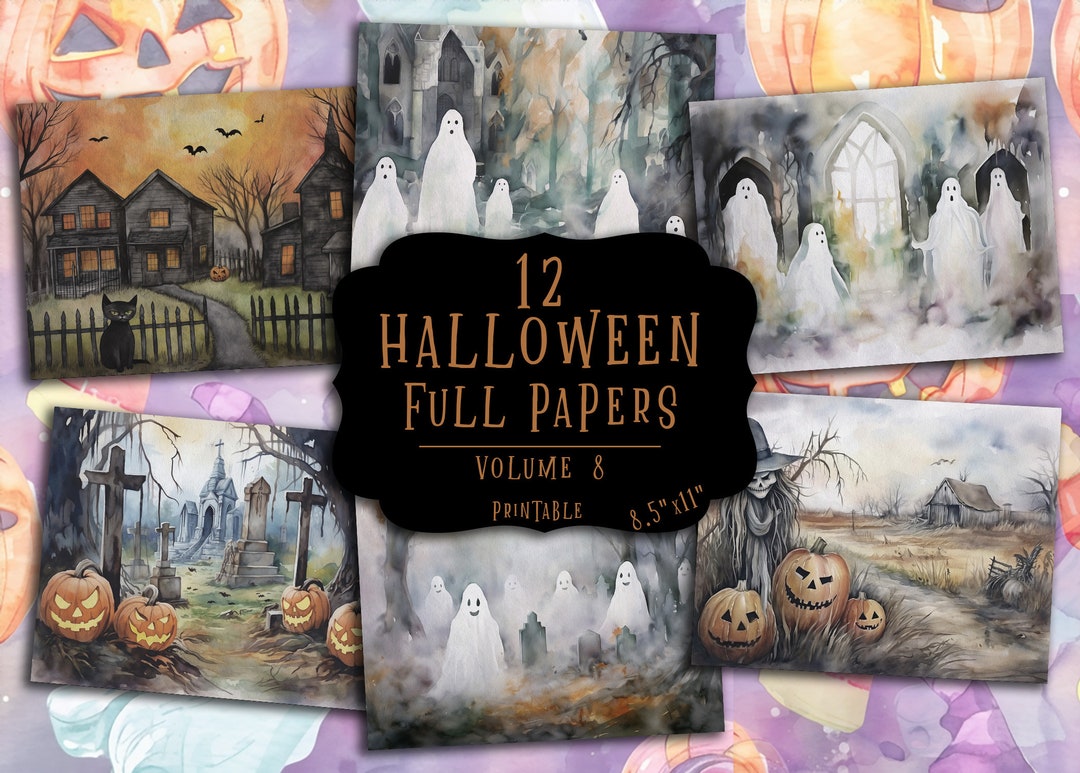 Halloween Full Papers | 12 Printable Spooky Backgrounds (digital ...