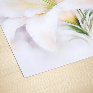 White Lily Watercolor Art Print, Printable Floral Wall Art, Lily Wall ...