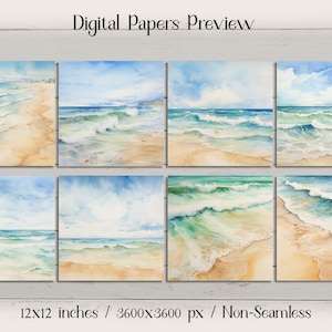 Summer Beach Digital Paper Pack, Beach Scrapbooking Kit, Vacation ...