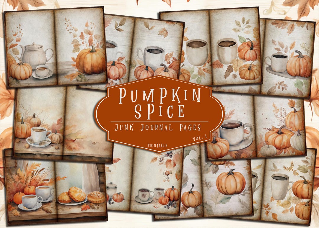 Pumpkin Spice Junk Journal Kit: Autumn Scrapbook Paper (digital ...