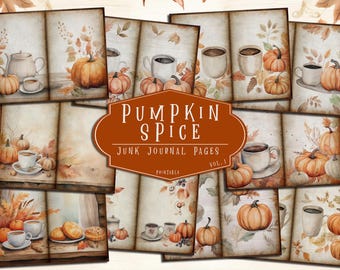 Pumpkin Spice Junk Journal Kit: Autumn Scrapbook Paper (digital ...