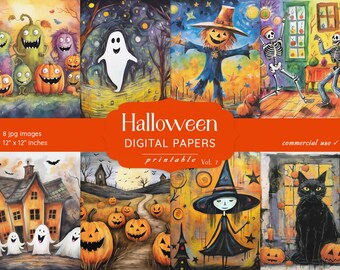 Halloween Digital Papers | 12x12 Printable Scrapbook Pages (digital ...