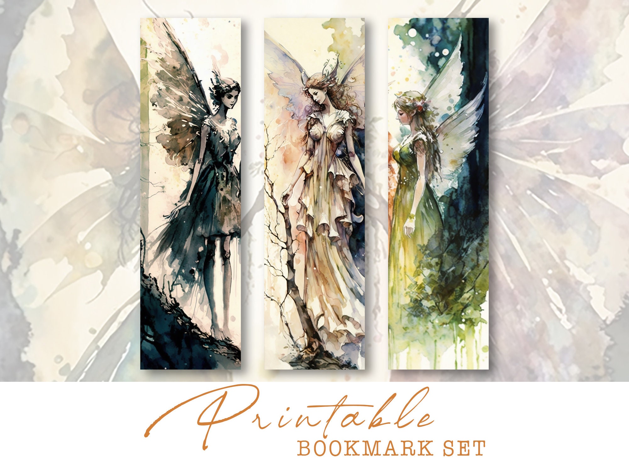 Fairy Bookmarks: Printable Watercolor Ephemera (digital Download) - Etsy
