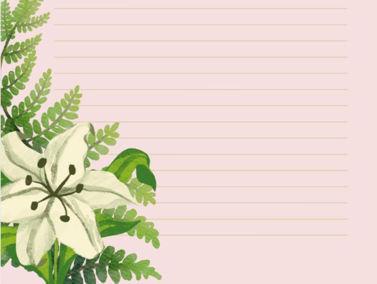 Floral Printable Lined Paper - Pink Aesthetic Digital Stationery, Cute ...