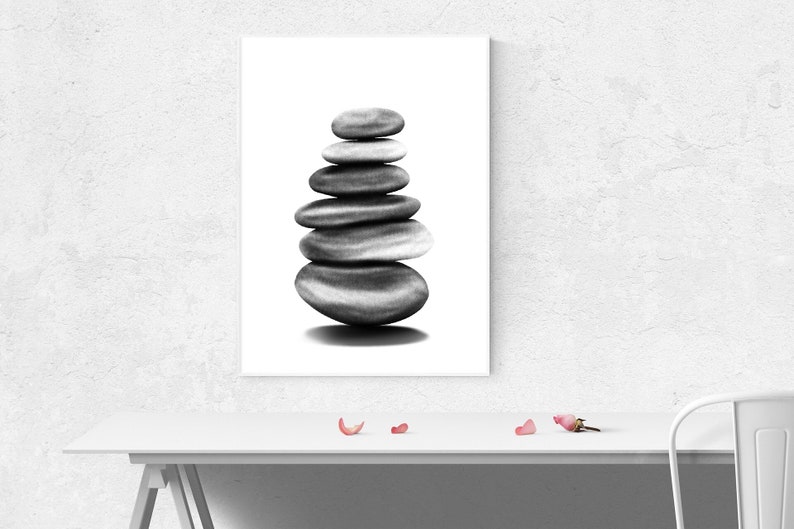 Pebble Stack Art Print - Ocean Decor - Printable Wall Art - Instant ...