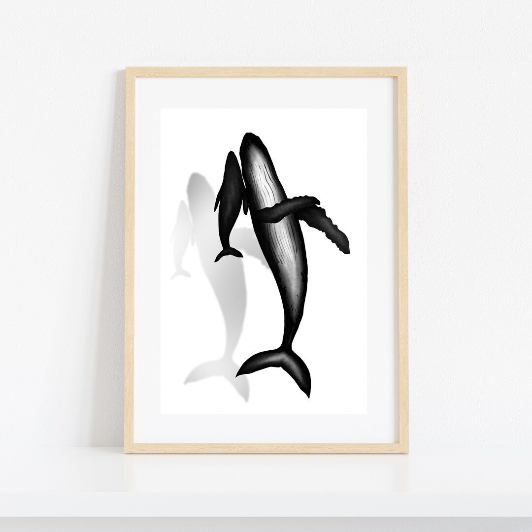 Whale Art Print - Whale Wall Decor - Humpback Whale - Ocean Decor ...