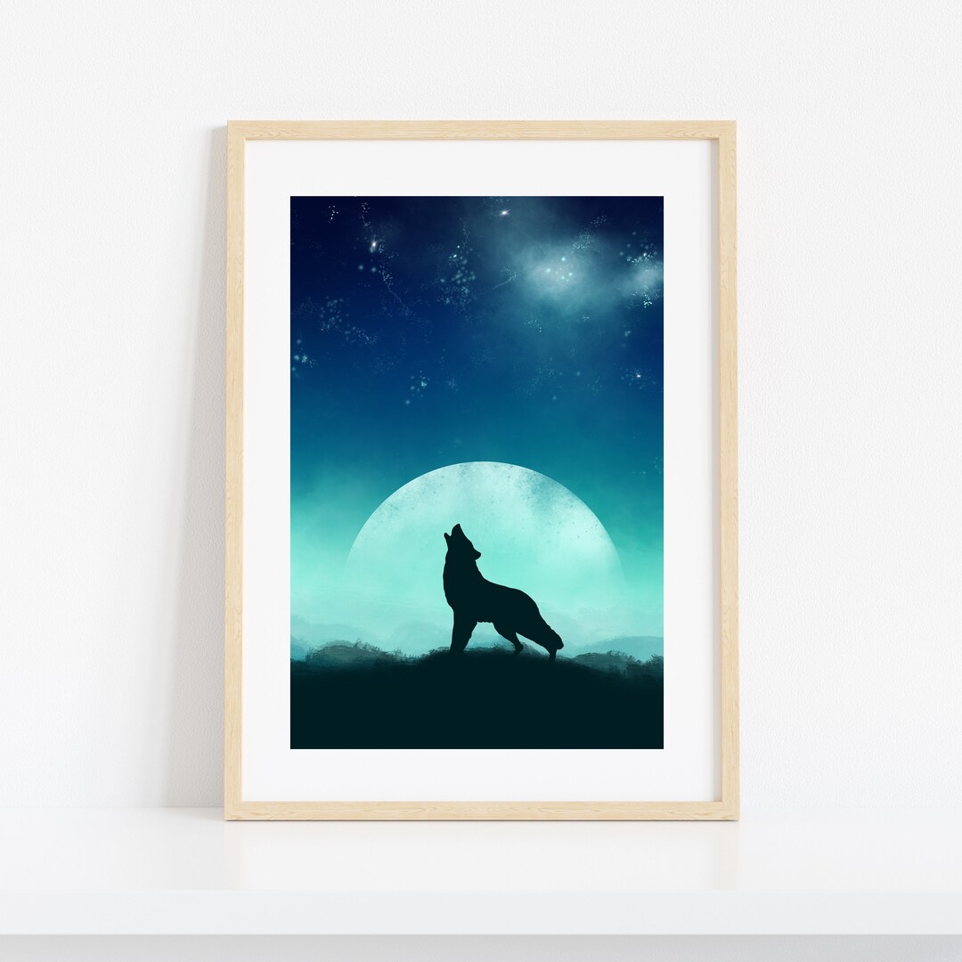 Impression wolf Impression galaxy Imprimable Impression - Etsy France
