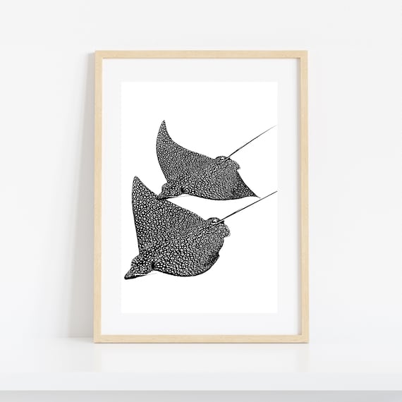 Sting Ray Art Print Ocean Decor Eagle Ray Printable Wall | Etsy