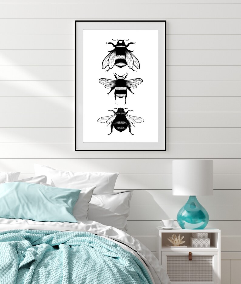 Bee Art Print Bee Decor Printable Wall Art Instant Download Bee Artwork ...