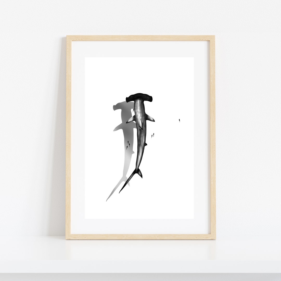 Shark Art Print - Ocean Decor - Printable Wall Art - Instant Download ...