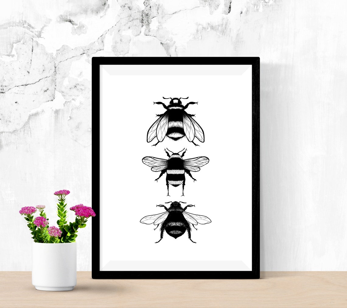 Bee Art Print Bee Decor Printable Wall Art Instant Download Bee Artwork ...