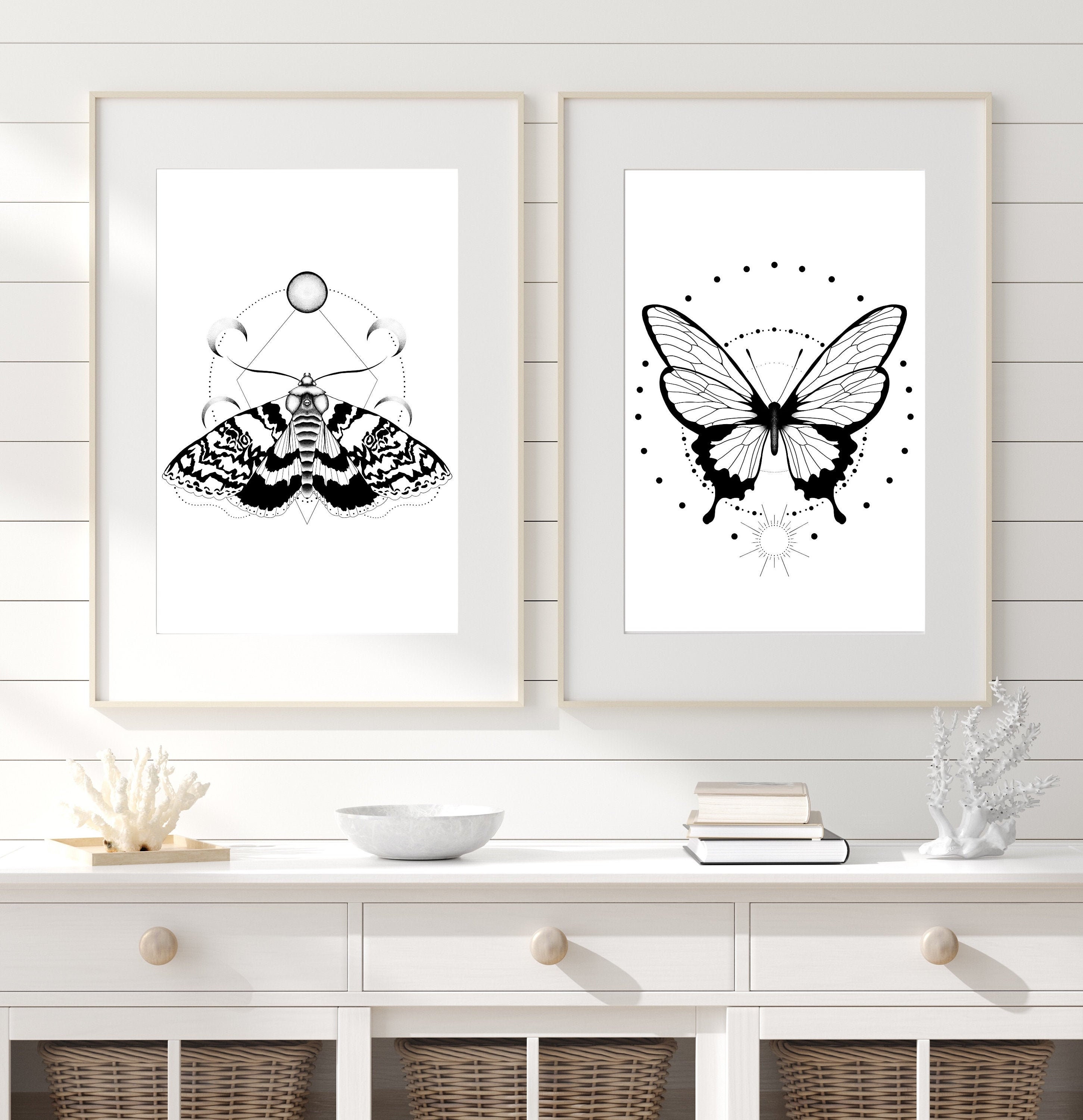 Digital Prints Moth Wall Chart Unique Design Night Butterfly Artwork ...