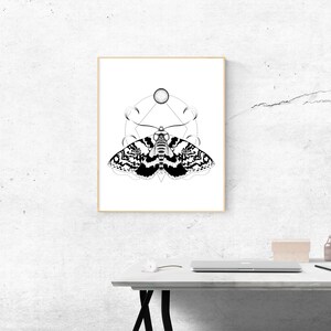 Moth Art Print Butterfly Art Print Sun and Moon Set of 2 Prints ...