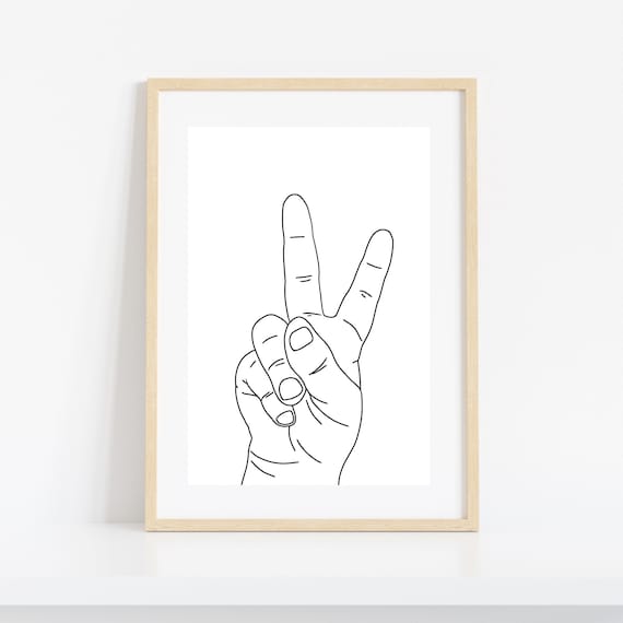 Peace Out Peace Fingers Peace Sign Hand Gesture Line - Etsy