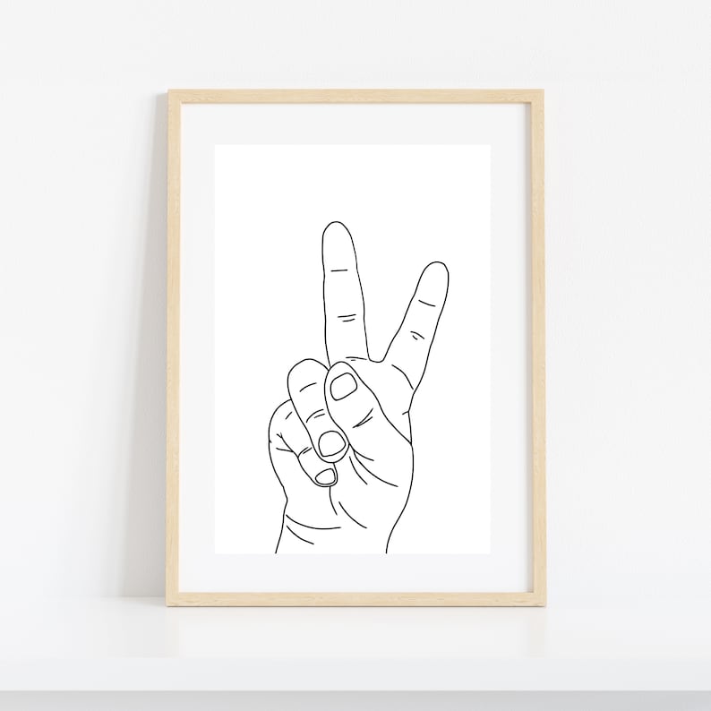Peace Out Peace Fingers Peace Sign Hand Gesture Line Art Print - Etsy