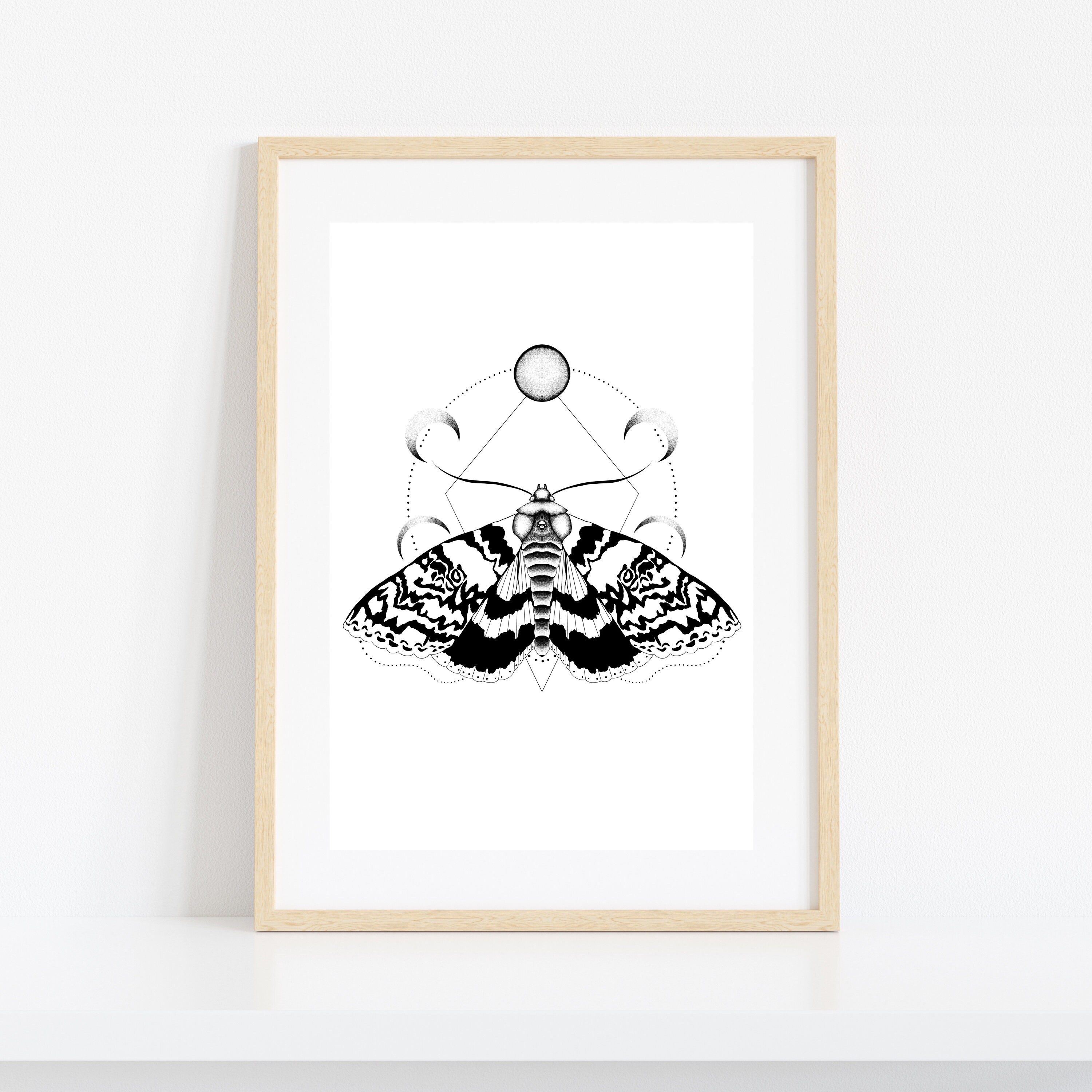 Moth Art Print Butterfly Art Print Sun and Moon Set of 2 - Etsy