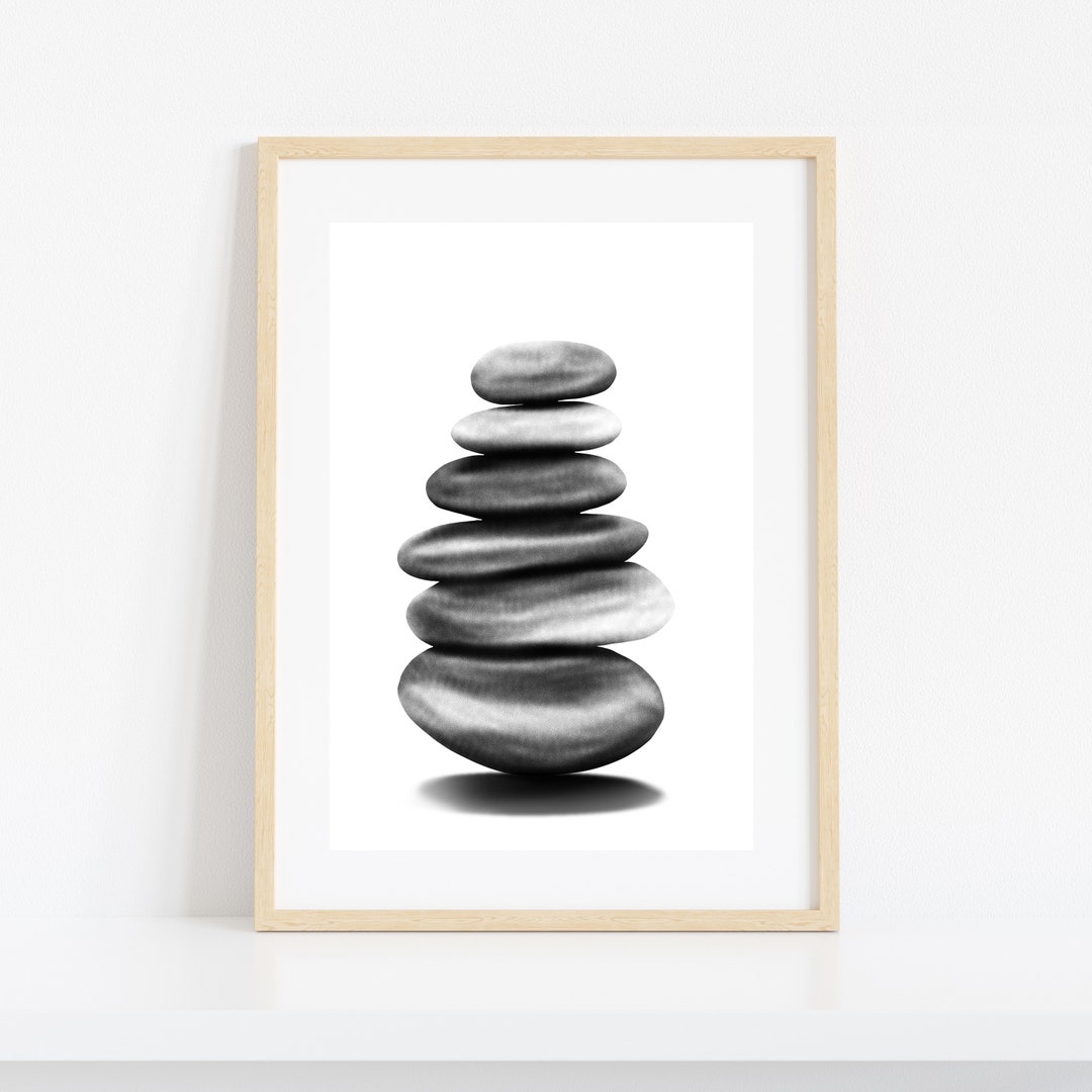 Pebble Stack Art Print - Ocean Decor - Printable Wall Art - Instant ...
