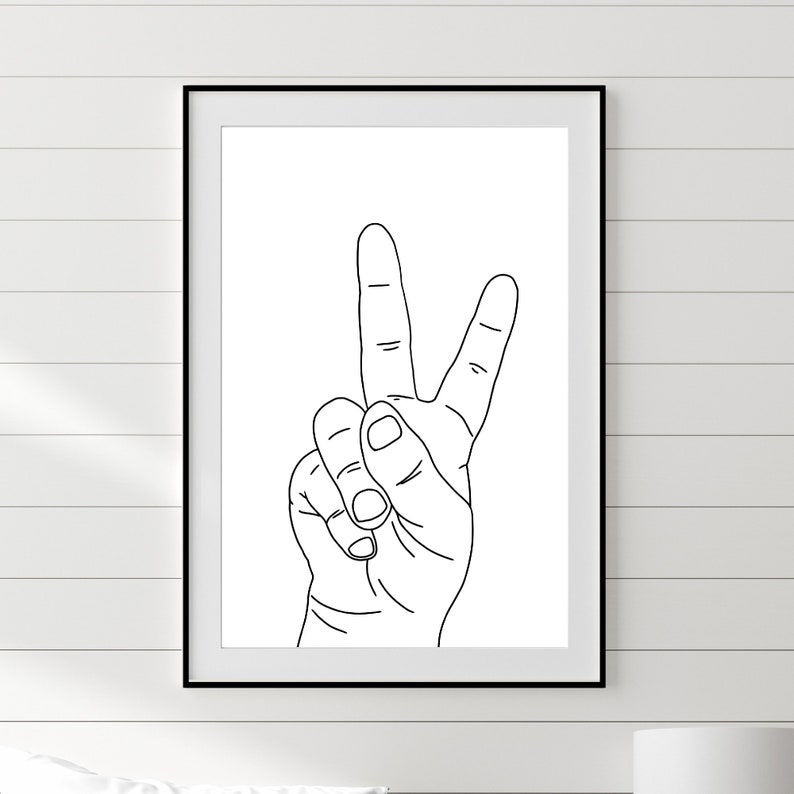 Peace Out Peace Fingers Peace Sign Hand Gesture Line Art Print - Etsy