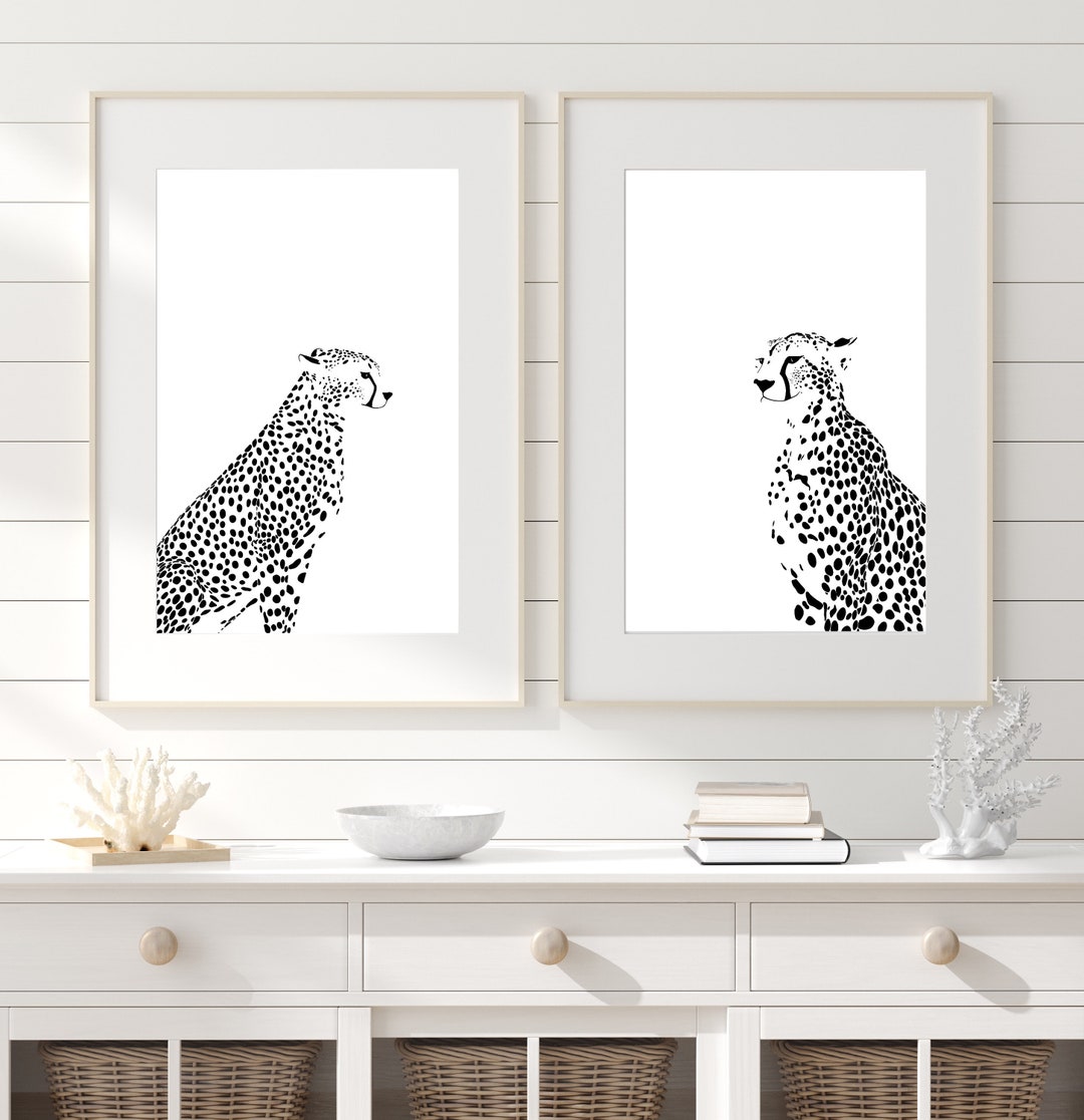 Cheetah Art Print - Cheetah Wall Art - Set of 2 Prints - Cat Art Print ...