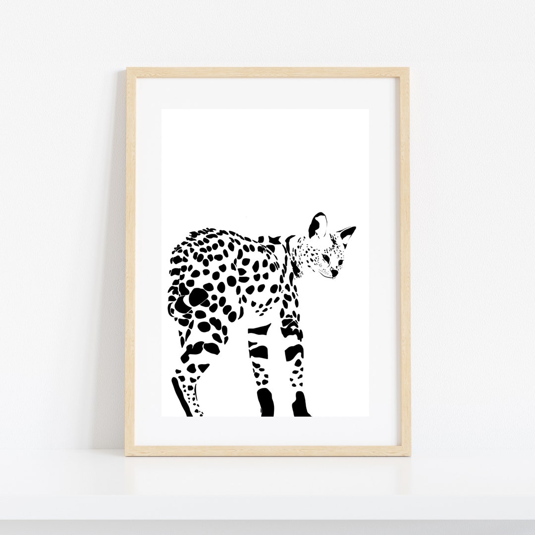 Cat Art Print - Animal Decor - Serval - Printable Wall Art - Instant ...