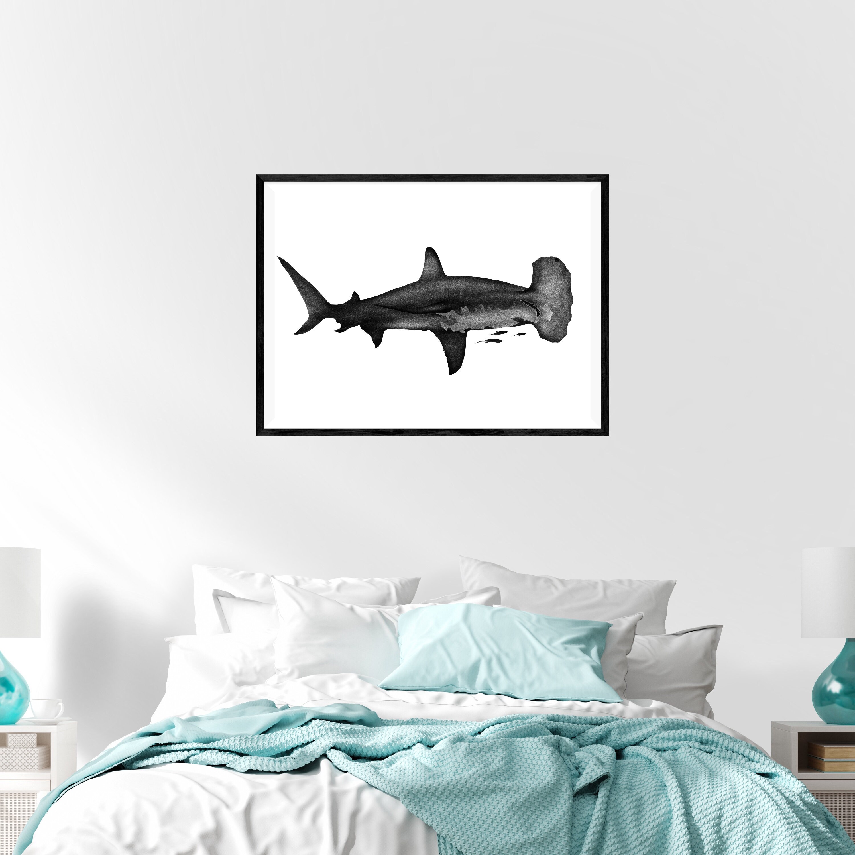 Hammerhead Shark Art Print Shark Print Printable Wall Art Shark Poster ...