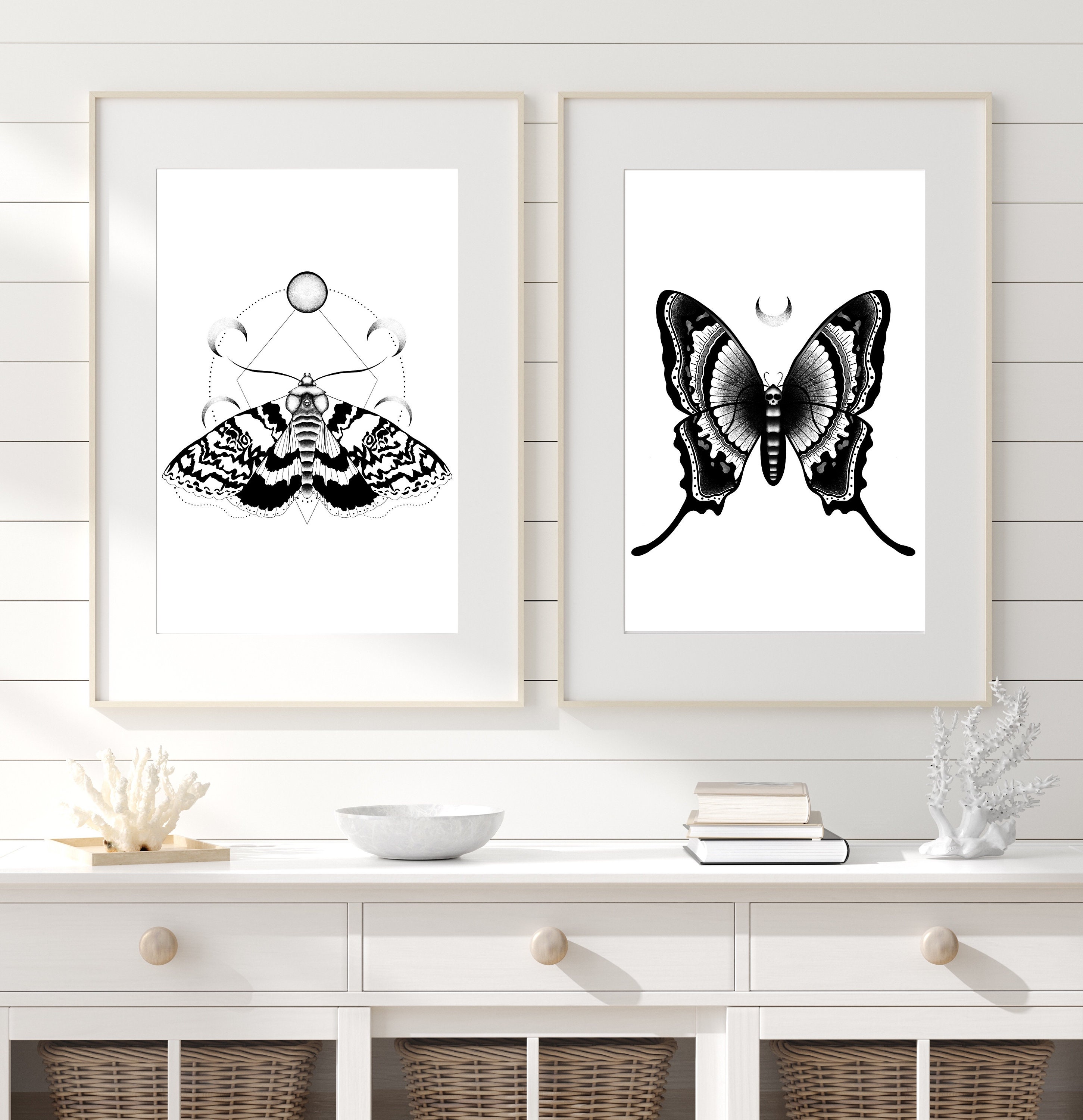 Moth Art Print - Death Moth - Moth Drawing - Skull Moth - Tattoo Moth ...