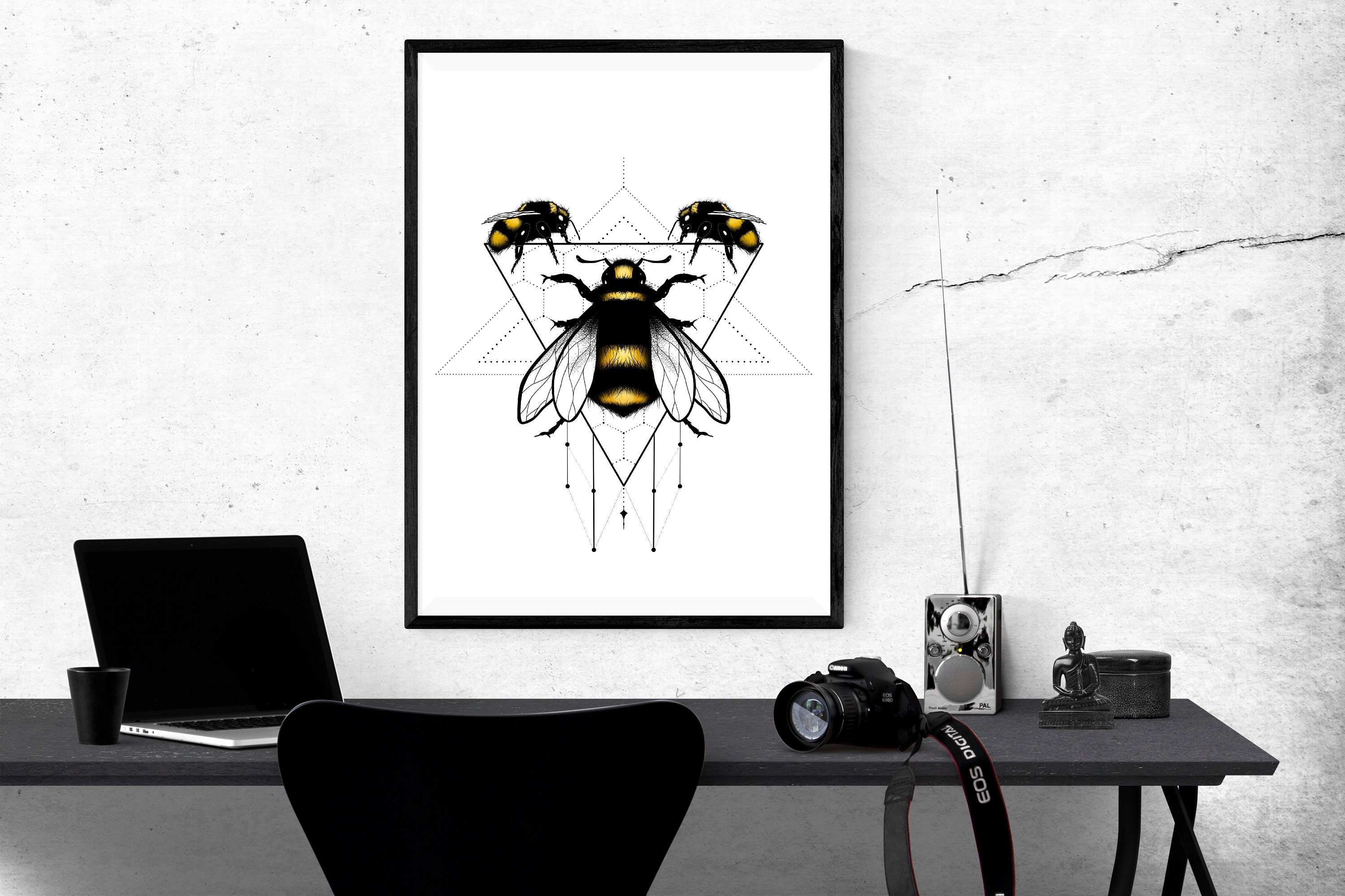 Bee Art Print Bee Decor Printable Wall Art Instant Download Bee Artwork ...